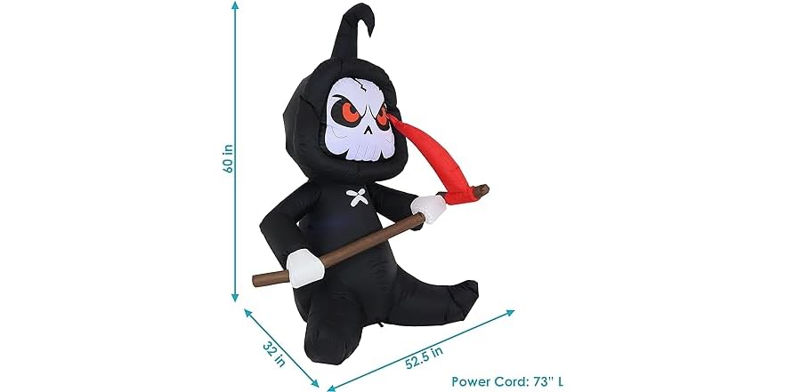 Sunnydaze Skeleton Grim Reaper Inflatable