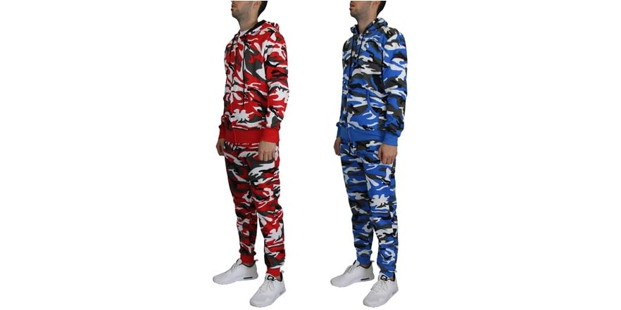 4PC Mens Camo Hoodie & Jogger Sets