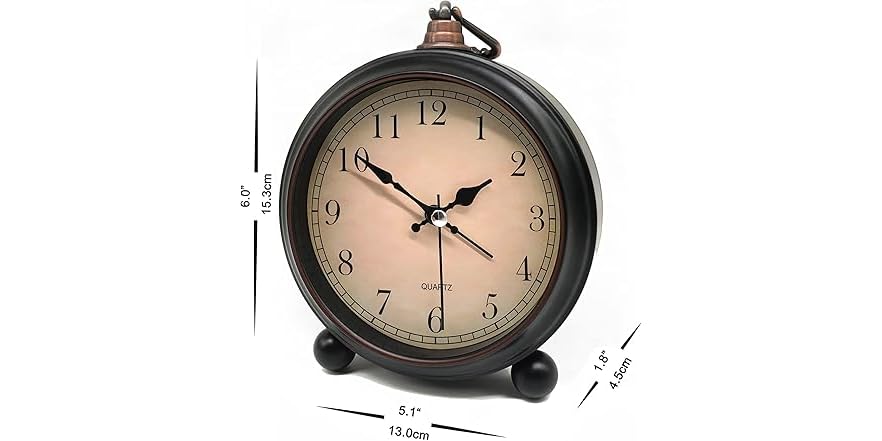 Vintage Retro Analog Alarm Clock, 4"