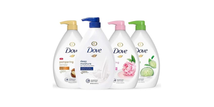 (4 Pack) Dove Shower Gel Body Wash with Pump