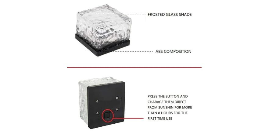 4-Pack Solar Glass Brick Light