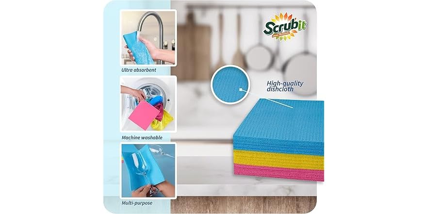 (12 Count) SCRUBIT Swedish Dish Cloths