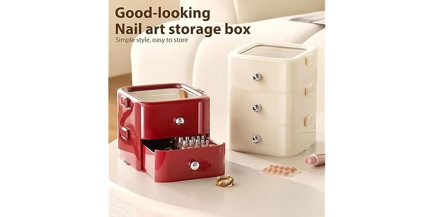 WIZIYION Double-layer Nail Storage Box