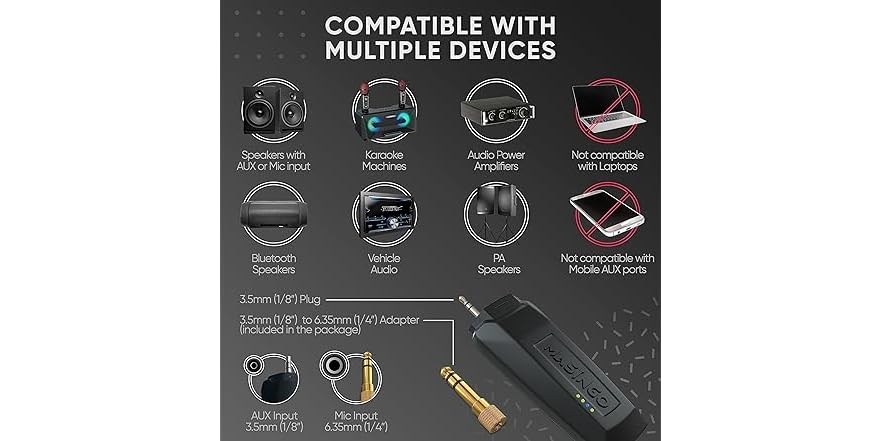 (PAIR) MASINGO Wireless Karaoke Microphones