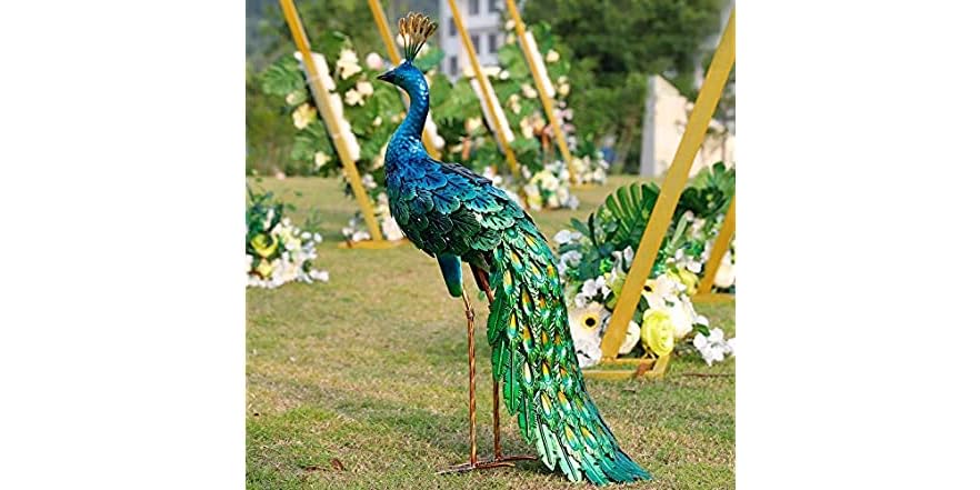 Outdoor Solar Peacock Statue