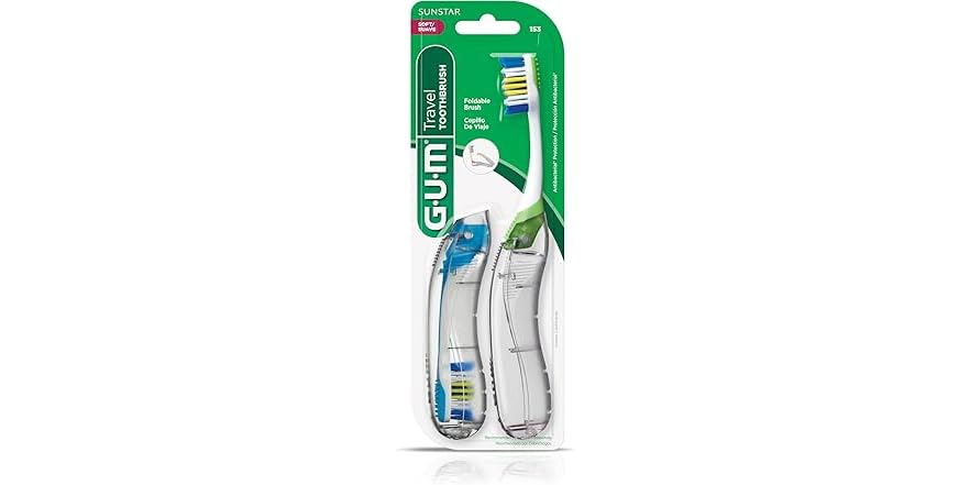 GUM Folding Travel Toothbrush, Compact Head + Ton