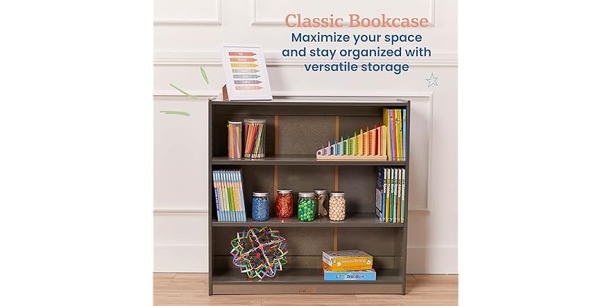 Ecr4kids Classic Bookcase 36in Adjustable Shelves