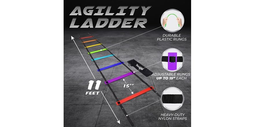 Yes4All Agility Ladder - 8 Rungs Rainbow