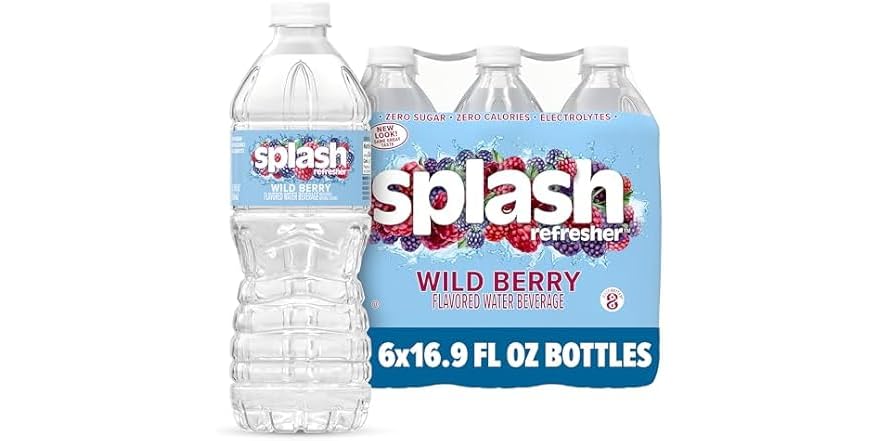 6PK Splash Refresher Flavored Water Bottles, Wild Berry
