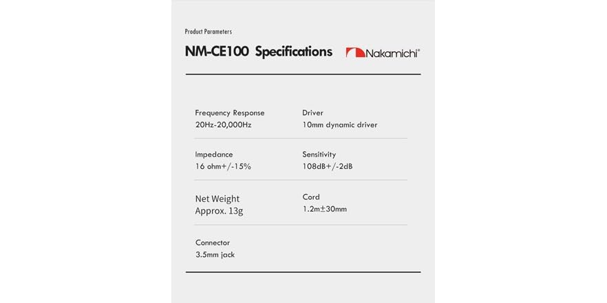 Nakamichi CE100 Wired Ear Buds w/ Mic