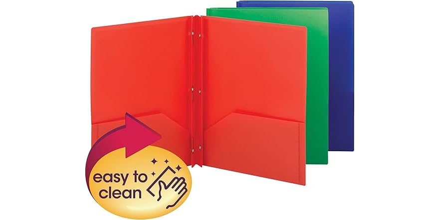 SMEAD Poly Two-Pocket Folder, 3-pack
