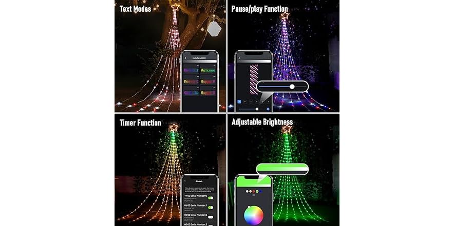 Outdoor Waterfall Christmas Tree Light, 344LED 11.8FT