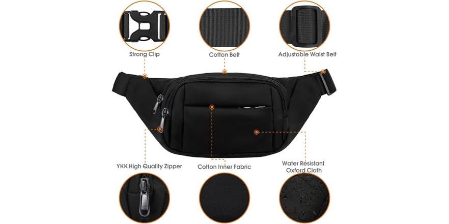 Large Fanny Pack for Women Men 2 Pack