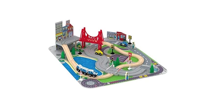 40pcs Road and Rail Train Set