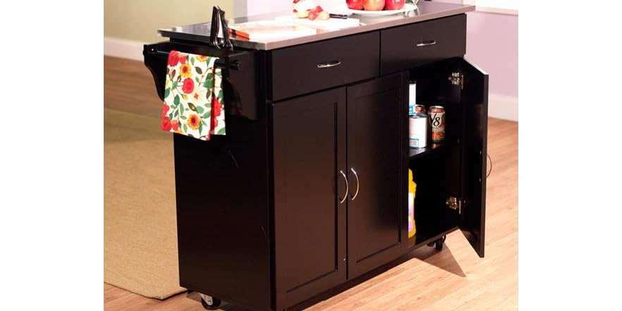 Extra Large Kitchen Cart with Stainless Steel Top