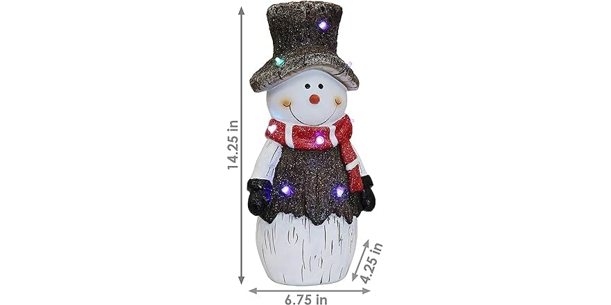 Rustic Twinkling Snowman Statue w/LED Lights