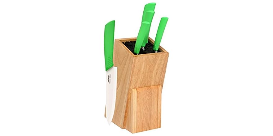 Melange 6-Piece White Blade Ceramic Knife Block Set