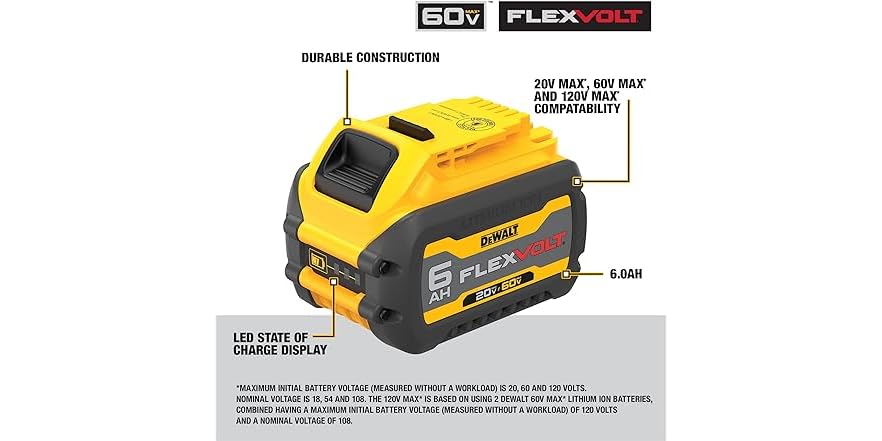 DEWALT DCB606 Flexvolt 20V/60V MAX 6.0-Ah battery