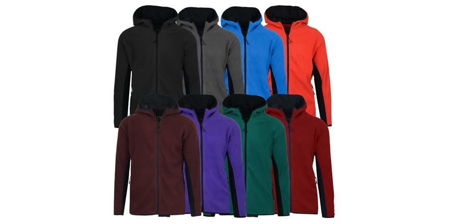 3Pk Mens Polar Fleece Tech Zip Hoodie