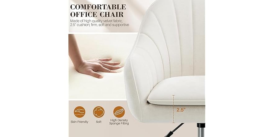 BestEve W0893 Vanity Chair with Wheels
