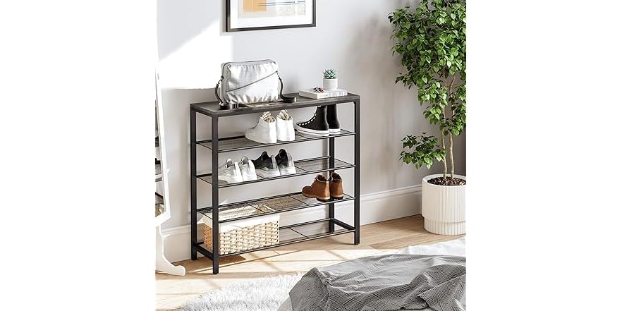 VASAGLE Shoe Rack with 4 Mesh Shelves