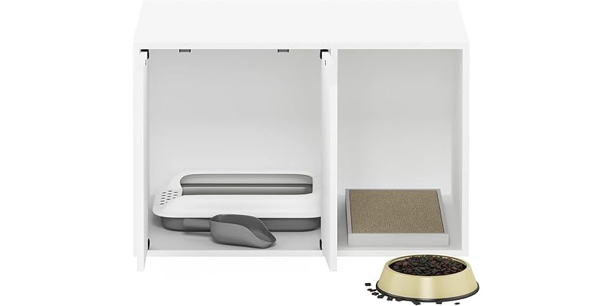 Furinno Peli Litter Box Enclosure, Small, Solid White