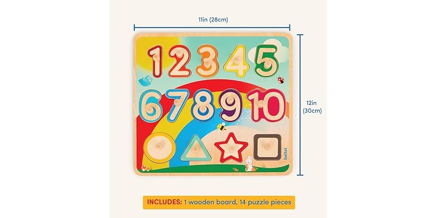Battat- Wooden Number & Shapes Puzzle