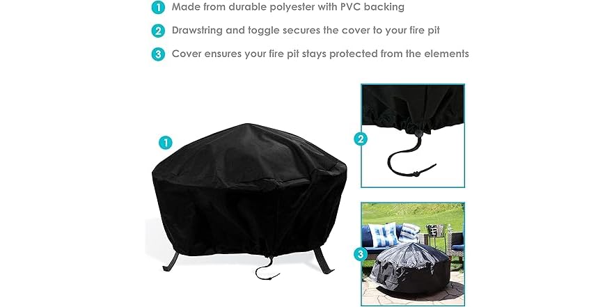 Sunnydaze Weather Resistant Round Fire Pit Cover