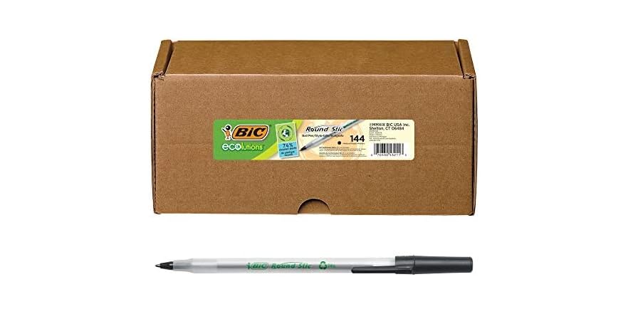 BIC Round Stic Ballpoint Pen, 144-Count