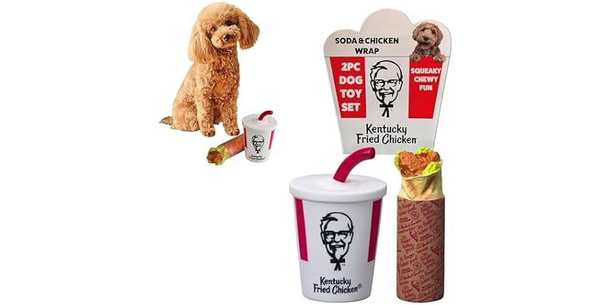 KFC Mini Chicken Wrap & Soda Meal Dog Toy Set