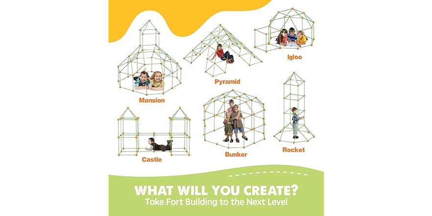 Tiny Land Fort Building Kit 86 Rods 44 Balls