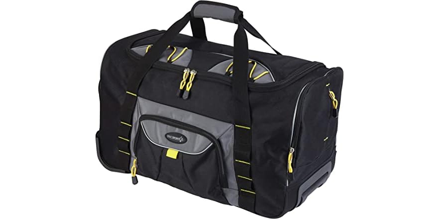 TPRC Upright Rolling Duffel Bag 21", Black/Grey