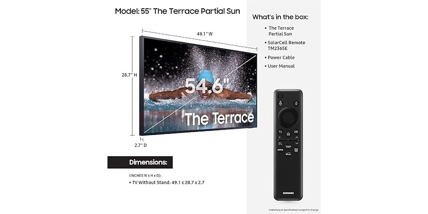 Samsung The Terrace Partial Sun 4k TV (2024) (Factory Reconditioned)