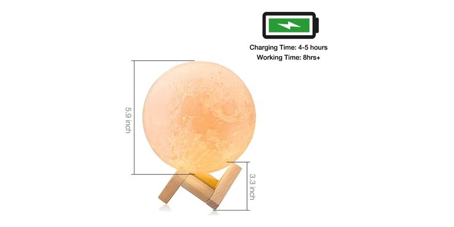 LED 3D Print Moon Lamp with Stand