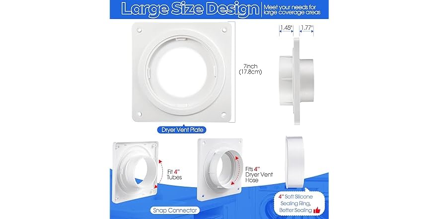 7 PC Dryer Vent Wall Plate Adapter