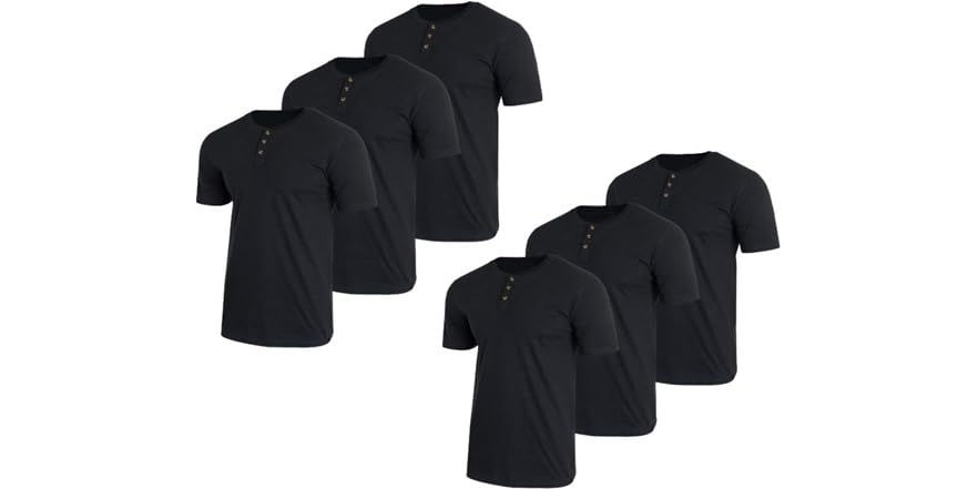 {6-Pack} Men's Cotton Henley T-Shirts