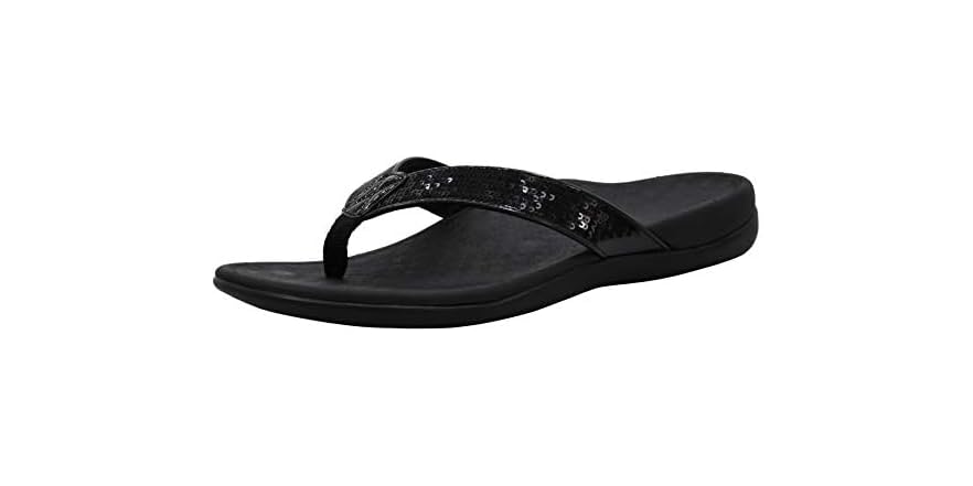 Vionic Tide Sequins Toe Sandals, Black, 6