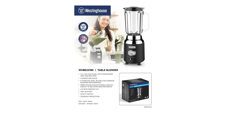 Westinghouse 1.5L Retro Table Blender