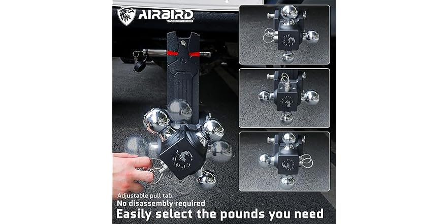 Airbird Anti-Rattle Adjustable Trailer Hitch Ball Mount