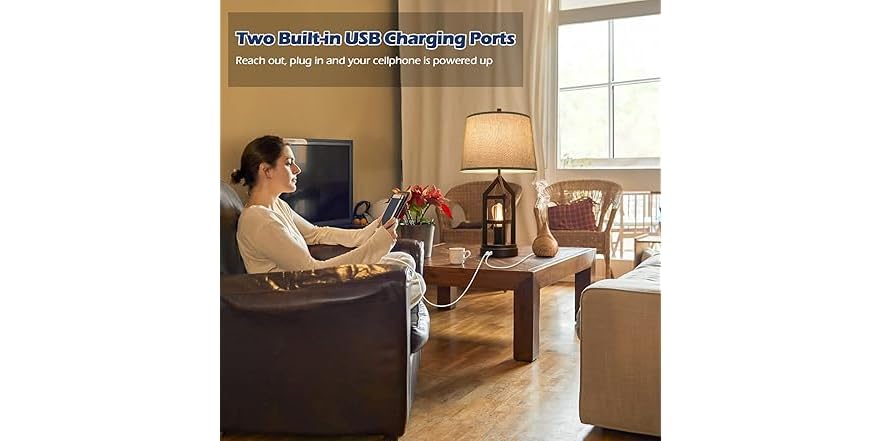 BesLowe 2-Light Grey Table Lamps 2Pk