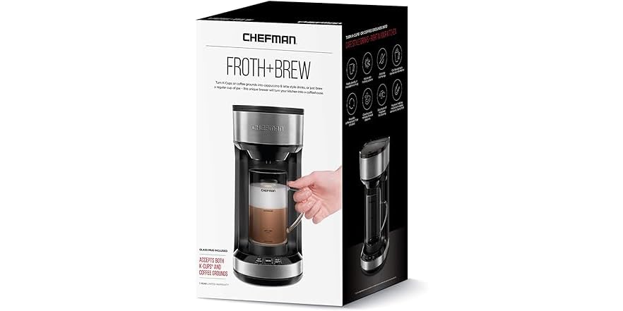 (NEW) Chefman Froth + Brew Coffee Maker and Milk Frother