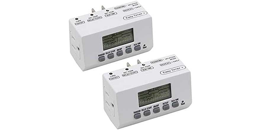 Clear Power Indoor Timer 2pk w/1 Grounded Outlet