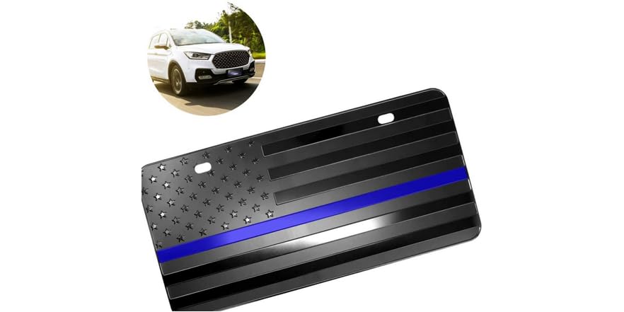 Zone Tech GA0086 USA flag License Plate Cover thin Blue