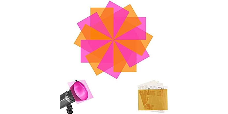 12 Pcs Transparent Gel Light Filter Pink + Orange