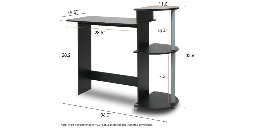 Furinno Computer Desk w/Shelves Black/Grey