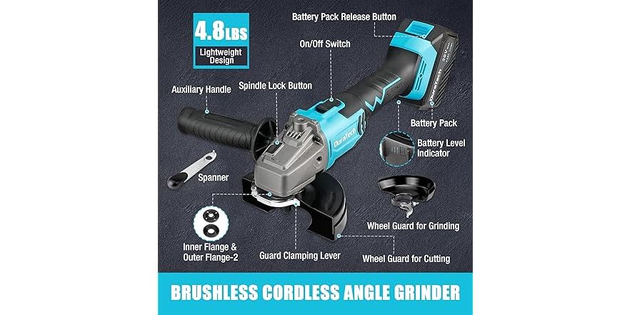 20V Brushless Cordless Angle Grinder Kit