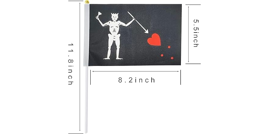 50 Pack Hand Held Pirate Edward Teach Flags