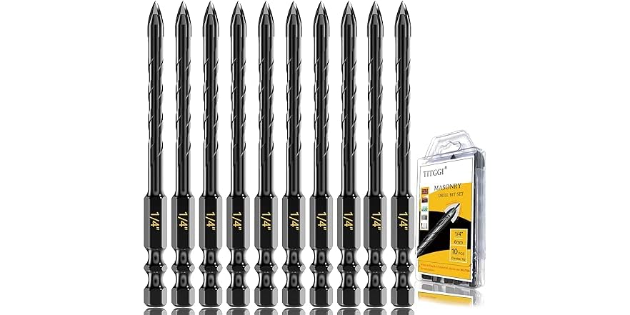 10 PC 1/4" Masonry Drill Bit Set