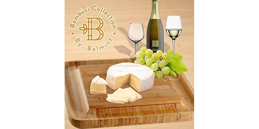 Bambusi Bamboo Cheese Board with Cutlery Set