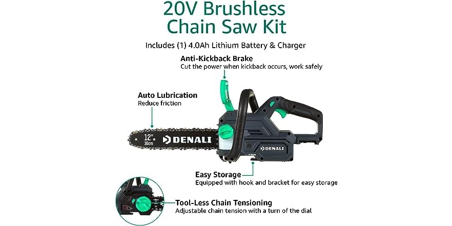 Denali by SKIL 20V Brushless 12-Inch Chain Saw Kit